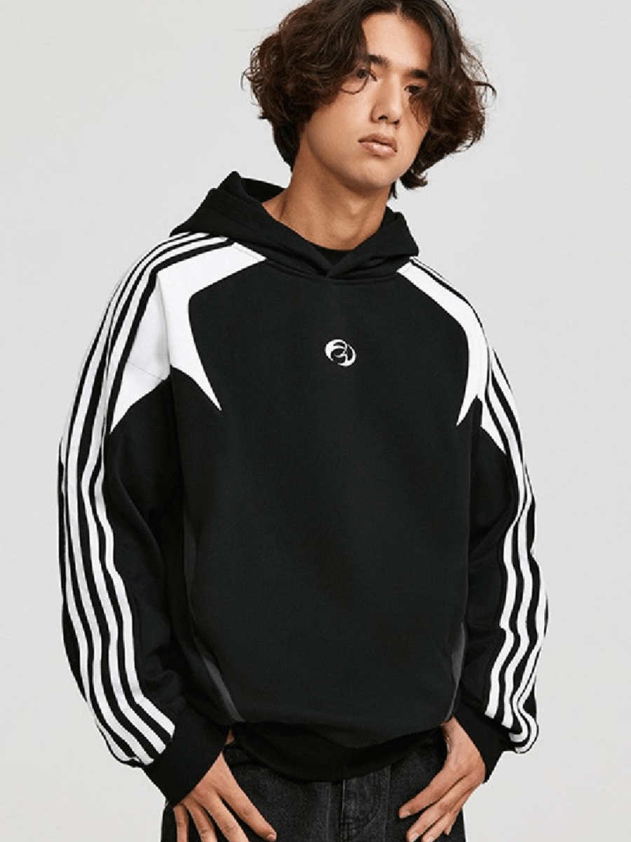 White Streak Striped Hoodie – Sleek Thread